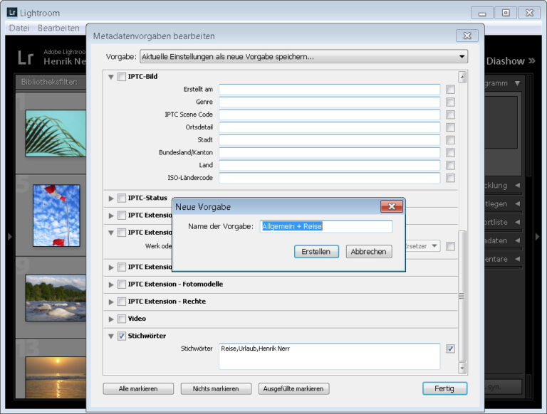 Lightroom Tutorial: In Bildern Exif-Daten ändern