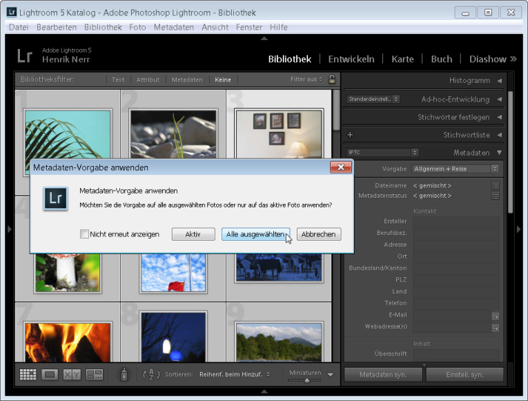 Lightroom Tutorial: In Bildern Exif-Daten ändern
